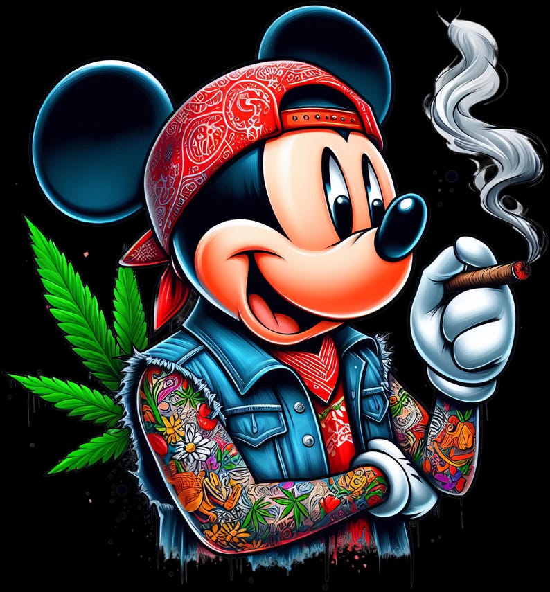 Mickey Weed PNG File | Smoking Weed Cartoon Streetwear Design | 420 T ...