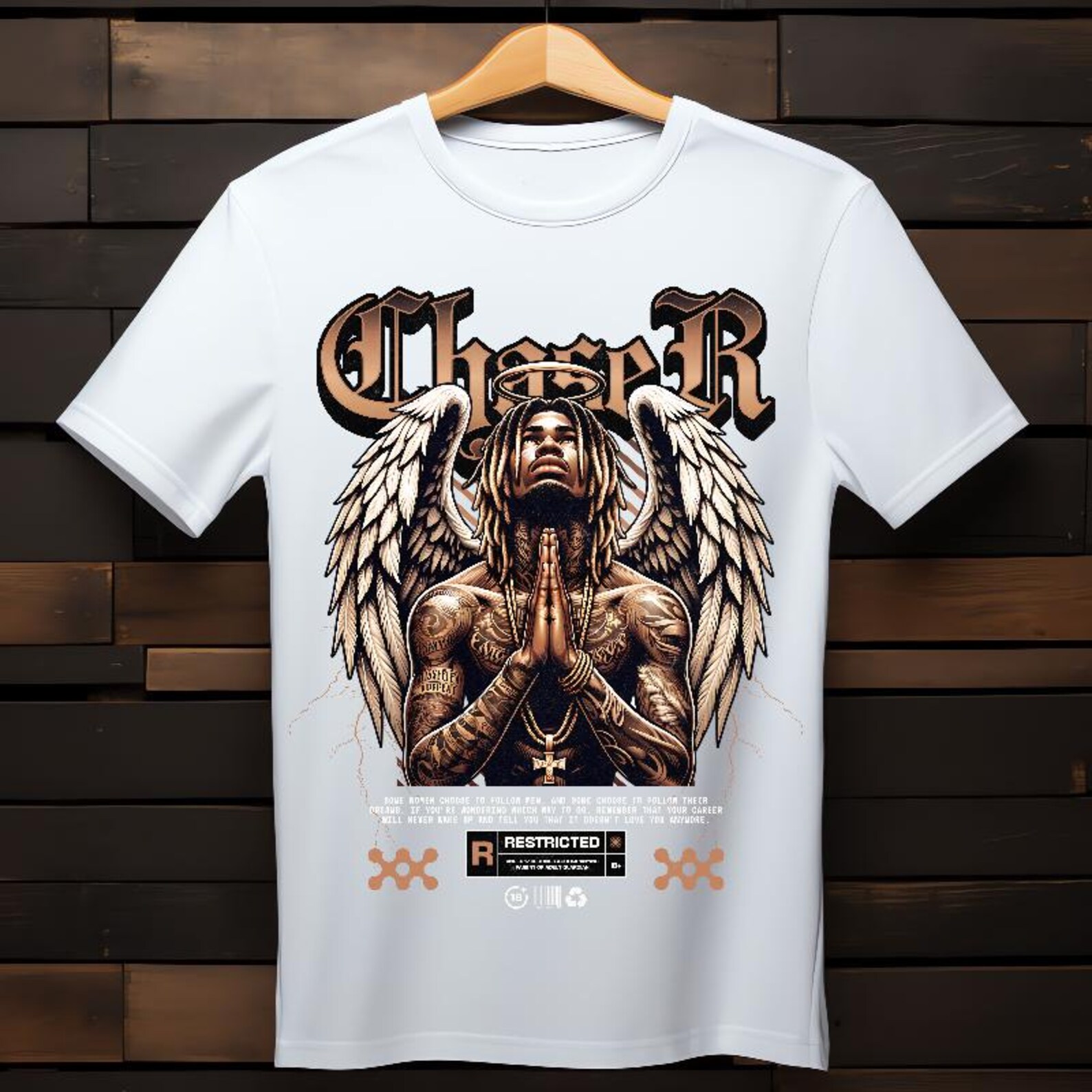 Praying Thug Angel PNG: Urban Streetwear T-shirt Design (digital ...