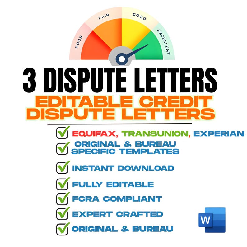 Editable Credit Dispute Letter Templates: Experian, Equifax, Transunion ...