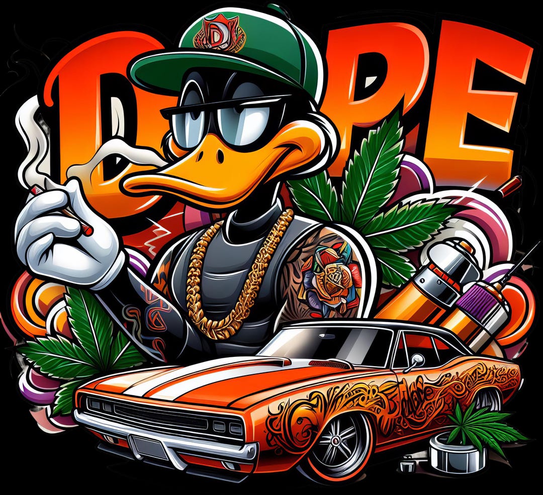 Cartoon Duck Smoking Weed PNG File | 420 Weed Car Design | Streetwear T ...
