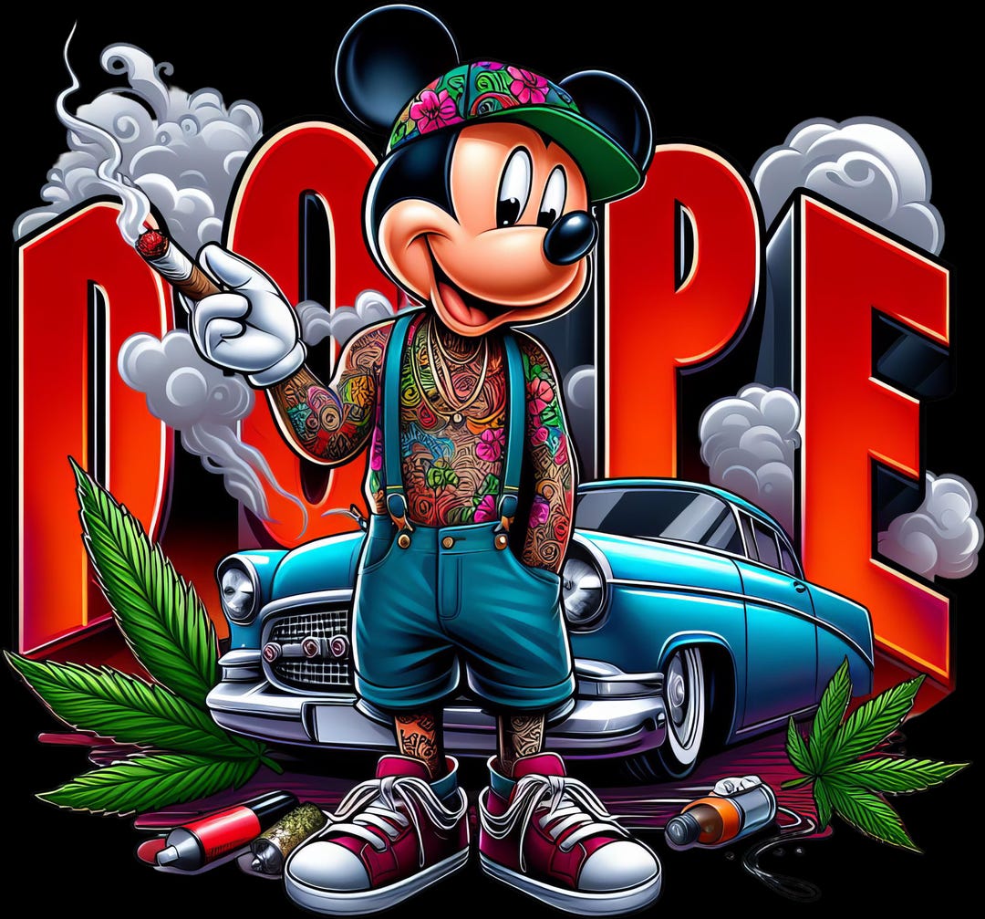 Mickey Dope Weed PNG – 420 Streetwear Cartoon Design | Urban Style ...