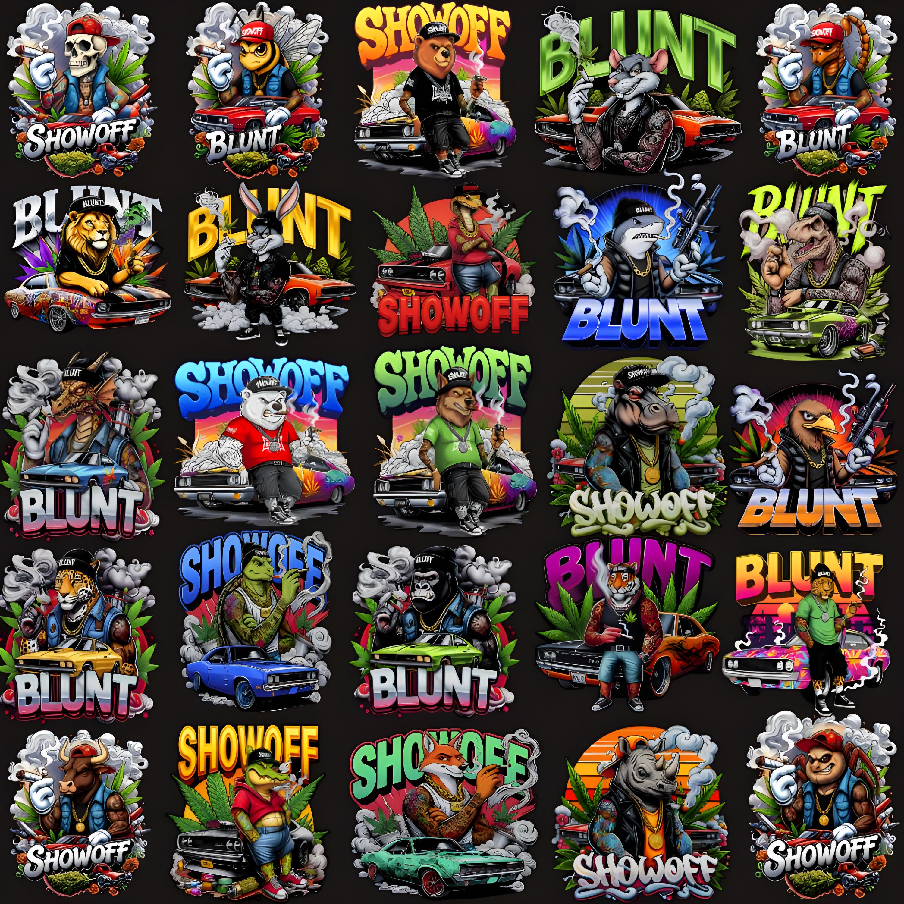 26 Cartoon T-shirt Bundle PNG Files | “BLUNT” Weed Theme Tees Design ...