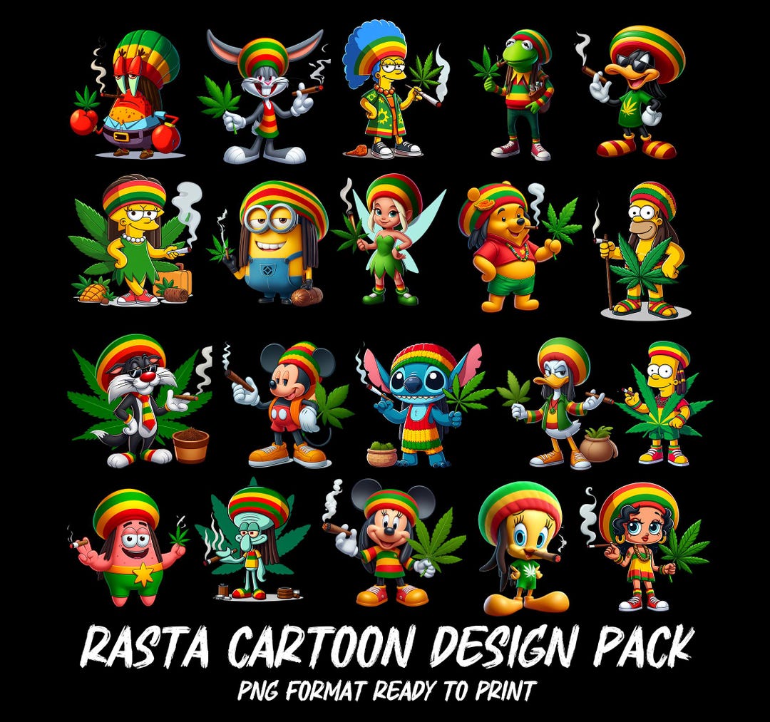 420 Cartoon Weed T-shirt Bundle | 20 PNG Files + 20 T-shirt Mock-ups ...
