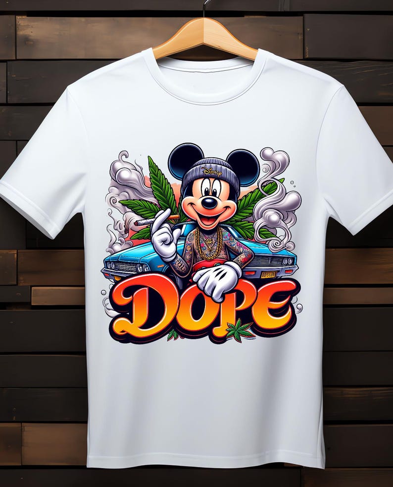 Mickey Dope Weed PNG | Smoking Cartoon Streetwear Design | 420 T-shirt ...