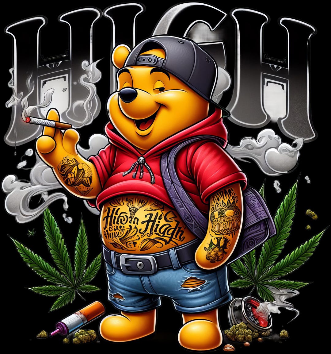 Pooh High PNG File | 420 Smoking Weed Cartoon Design | Urban Streetwear ...