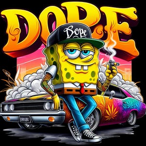 Spongebob Weed PNG File | Dope Streetwear Cartoon Design | 420 T-shirt ...
