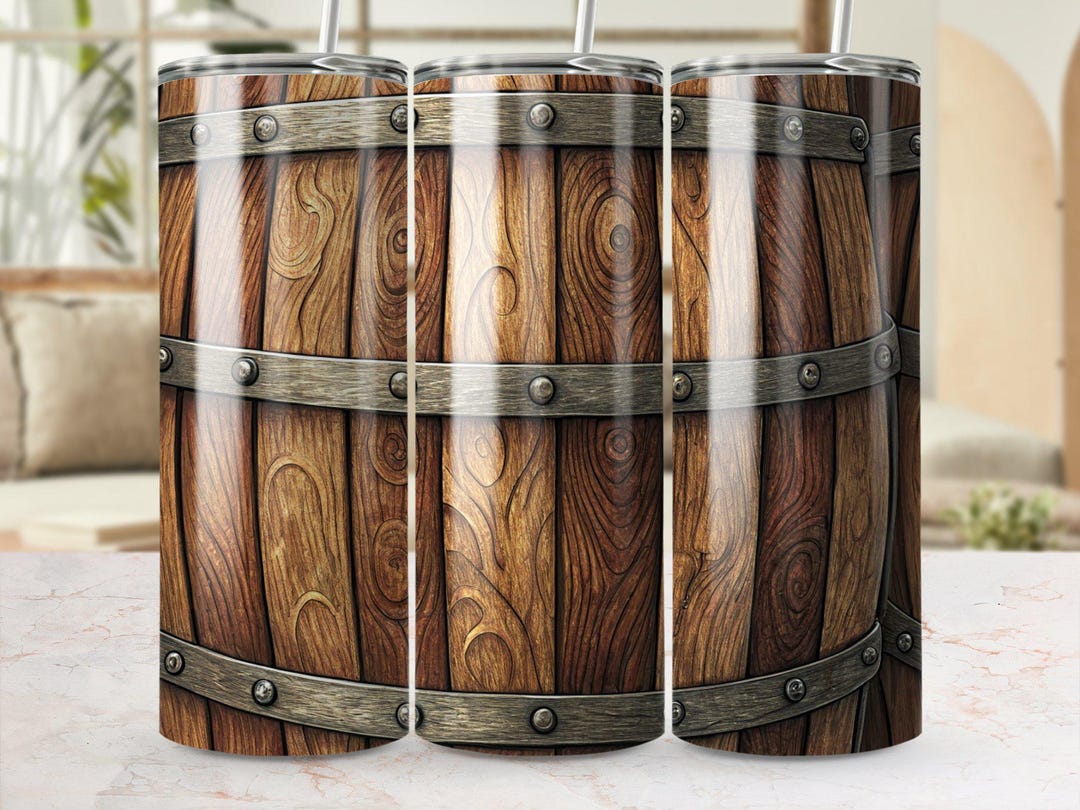 Whiskey Barrel Tumbler Wrap PNG - 20 Oz Sublimation Design (digital ...