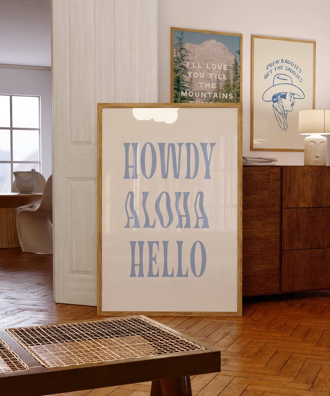 Howdy Aloha Hello Art Print, Coastal Cowgirl Wall Art, Beach Cowboy ...