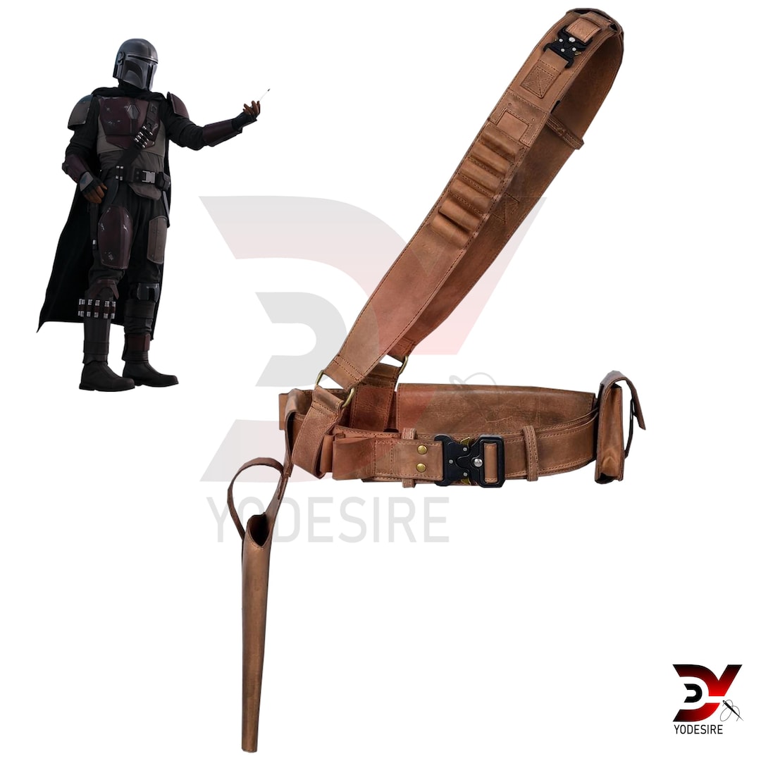 Mandalorian Belt, Star Wars Cosplay Leather Belt With Leg Gun Holster ...