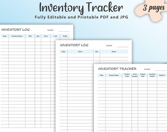 Editable Inventory Log, Inventory Tracker, Product Inventory, Inventory ...