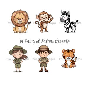 14 Cute Safari Animal Cliparts, Jungle Animals PNG, Nursery Cliparts ...