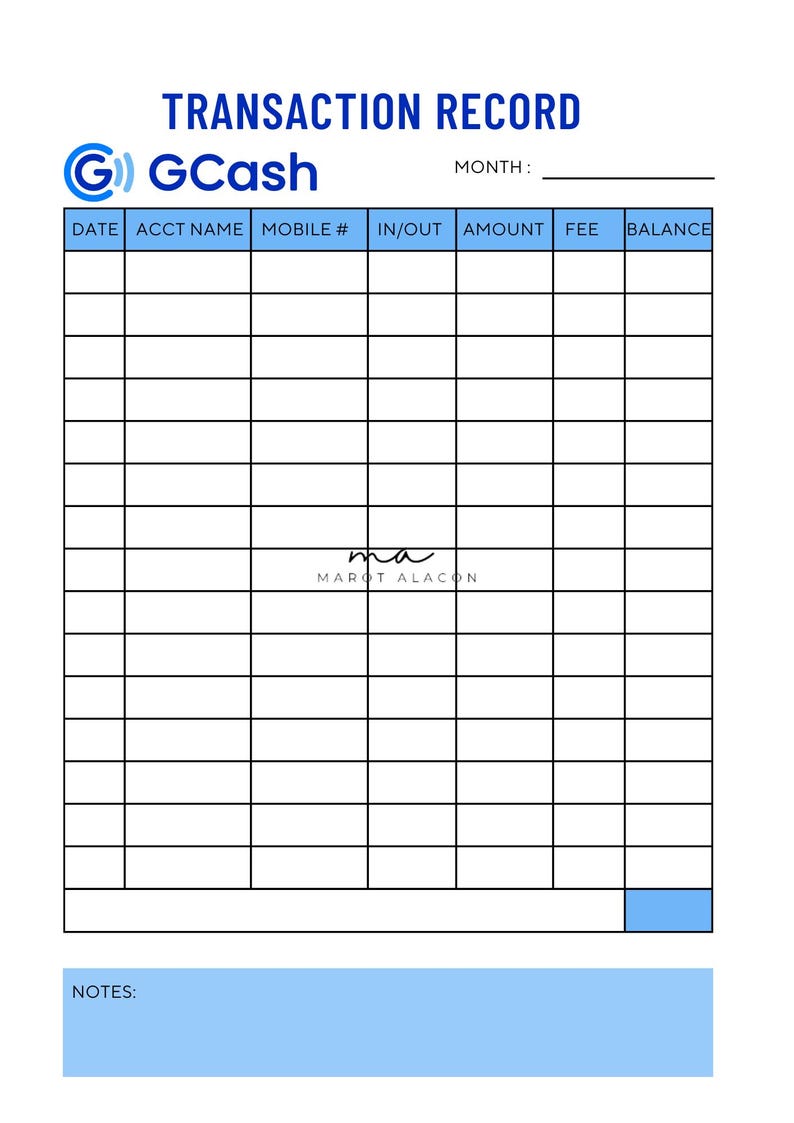 Gcash Transaction Record & Transaction Slip - Canva Edition! - Etsy