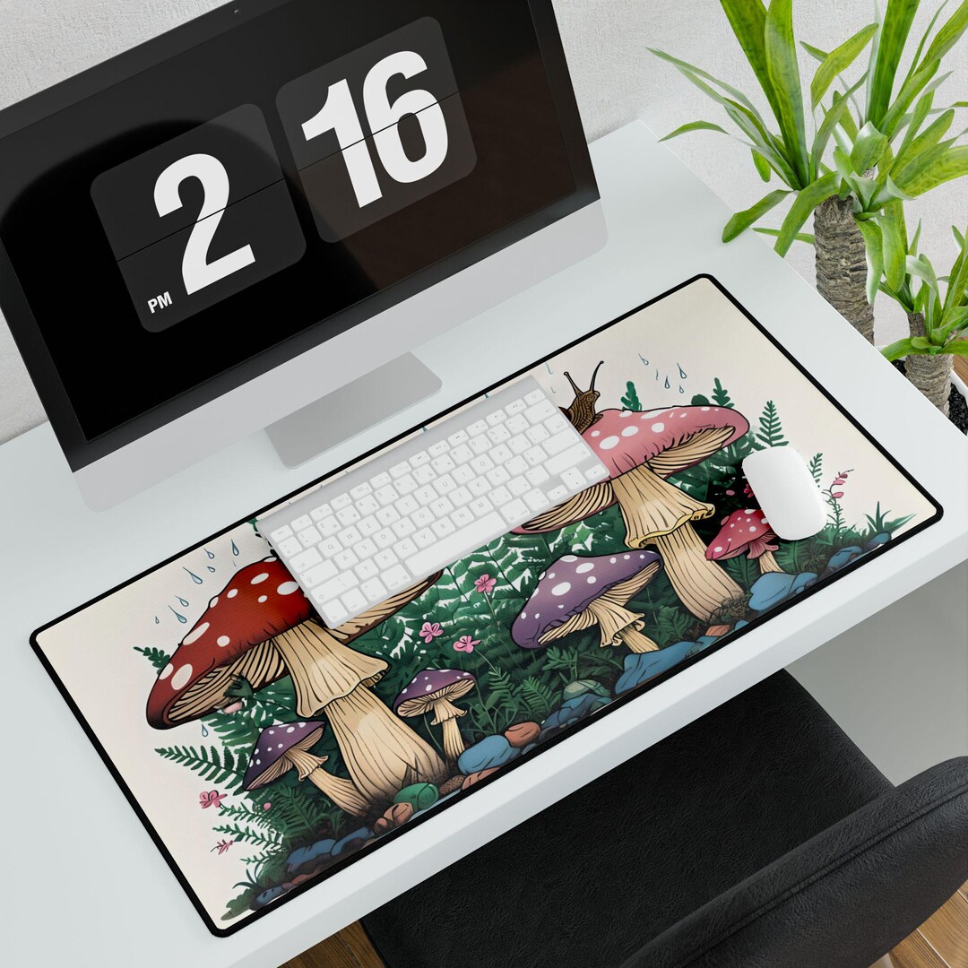 Toad Stool Desk Mat, Mushroom Desk Pad, Nature Office Accessory, Gaming ...