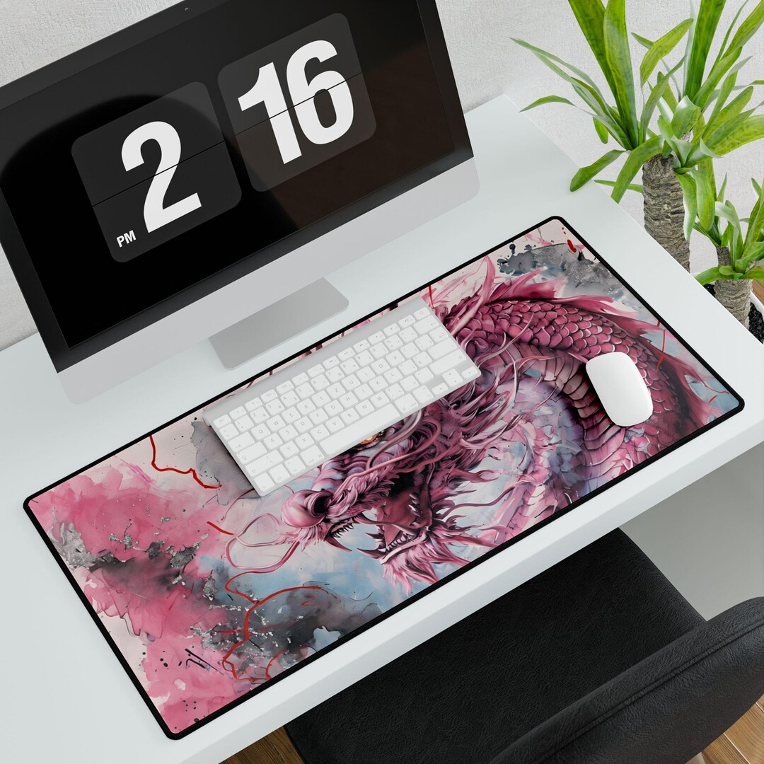 Dragon Desk Mat, Fantasy Office Decor, Gaming Mouse Pad, Home Workspace ...
