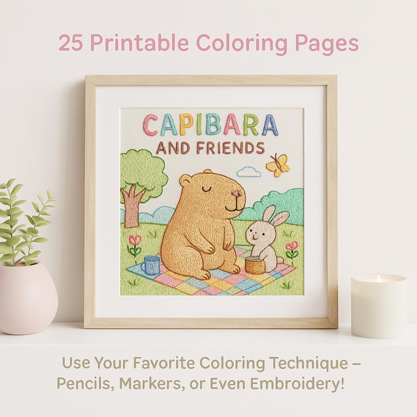 Capibara and Friends Coloring Book | Cute Animal Coloring Pages for ...