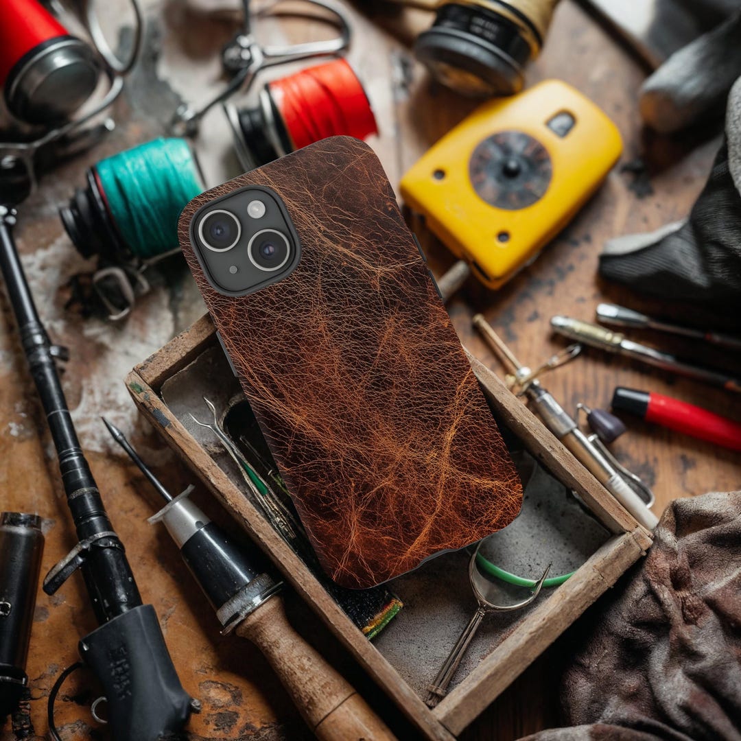 Patina'd Brown Leather Effect iPhone Flexi Case, Flexi Phone Cover for ...