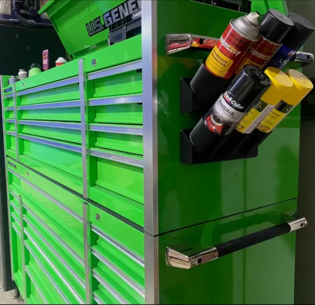 Black MAGNETIC Can Holder Organizer Spray Paint Aerosol Toolbox Work ...