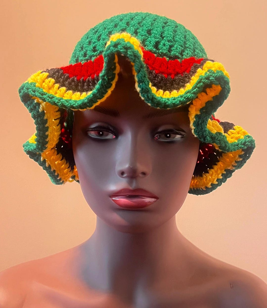 Wavy Brim Bucket Hat- Rasta Colors - Beach Hats - Rasta Hats - Summer ...