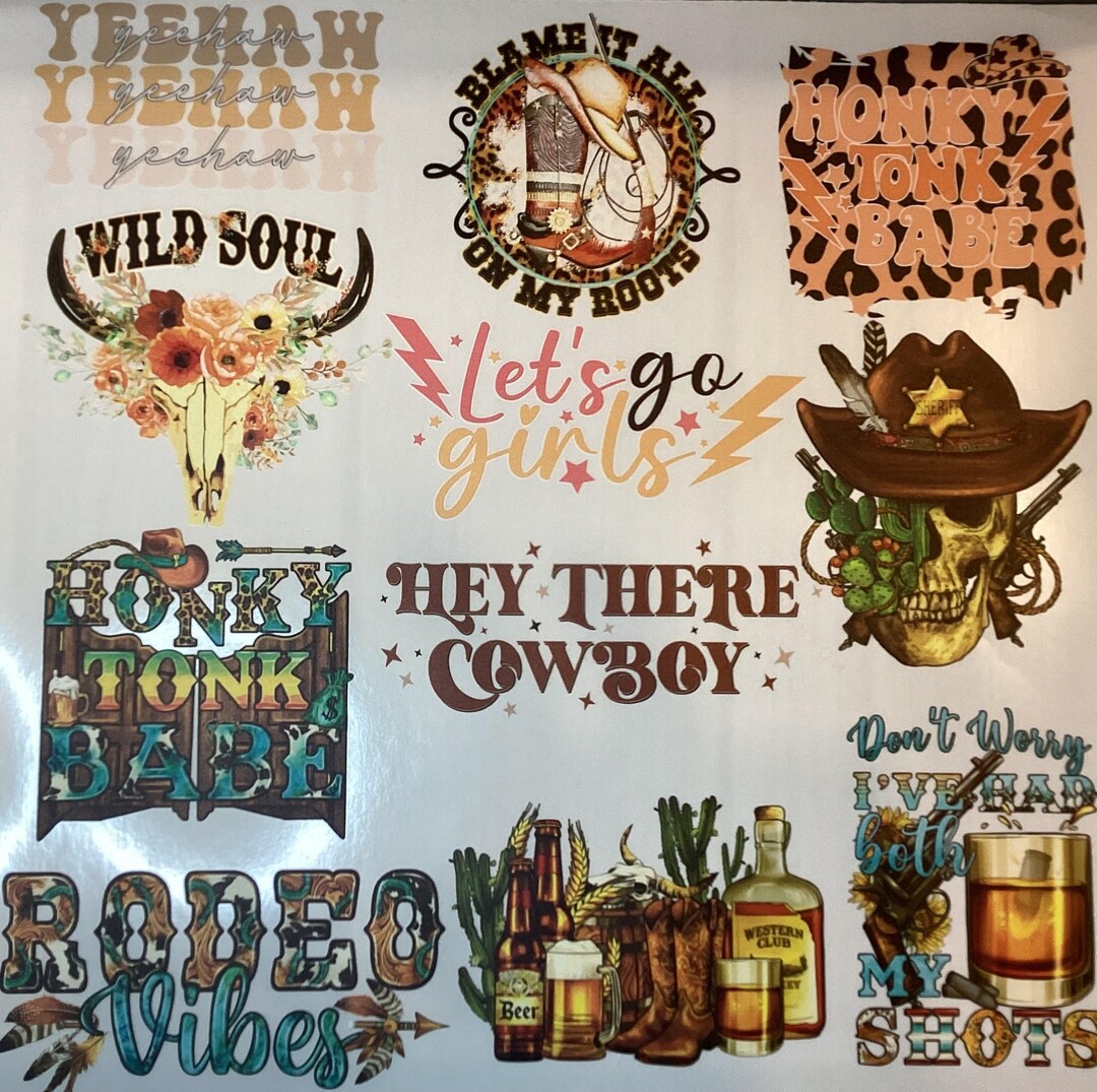 Western Rodeo Vibe Decal Sheet, Sticker Sheet, Vinyl Decals - Etsy