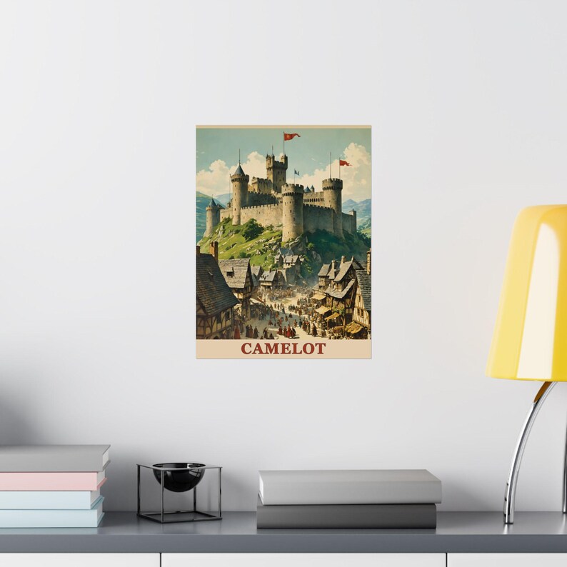 Vintage Camelot Travel Poster: Arthurian Legend, Medieval Castle Art - Etsy