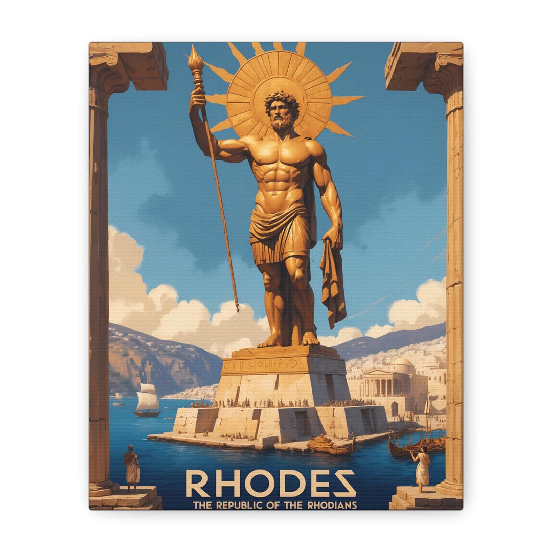 Rhodes Travel Poster | Colossus of Rhodes Wall Art | Ancient Greece ...