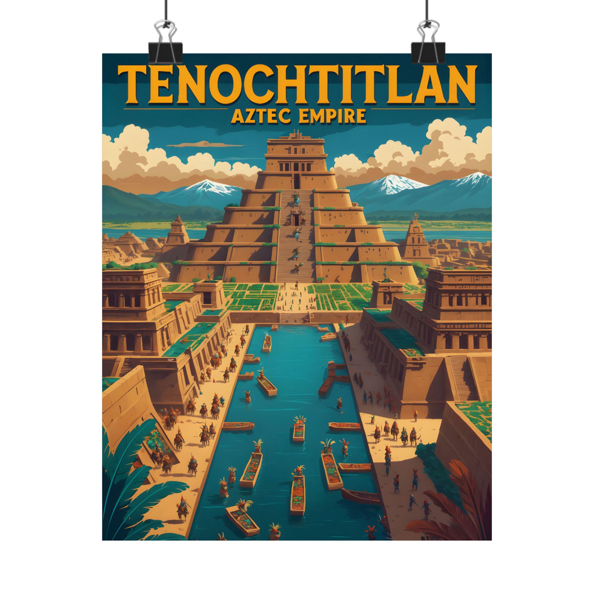 Tenochtitlan Travel Poster | Matte Vertical Poster | Aztec City Art ...