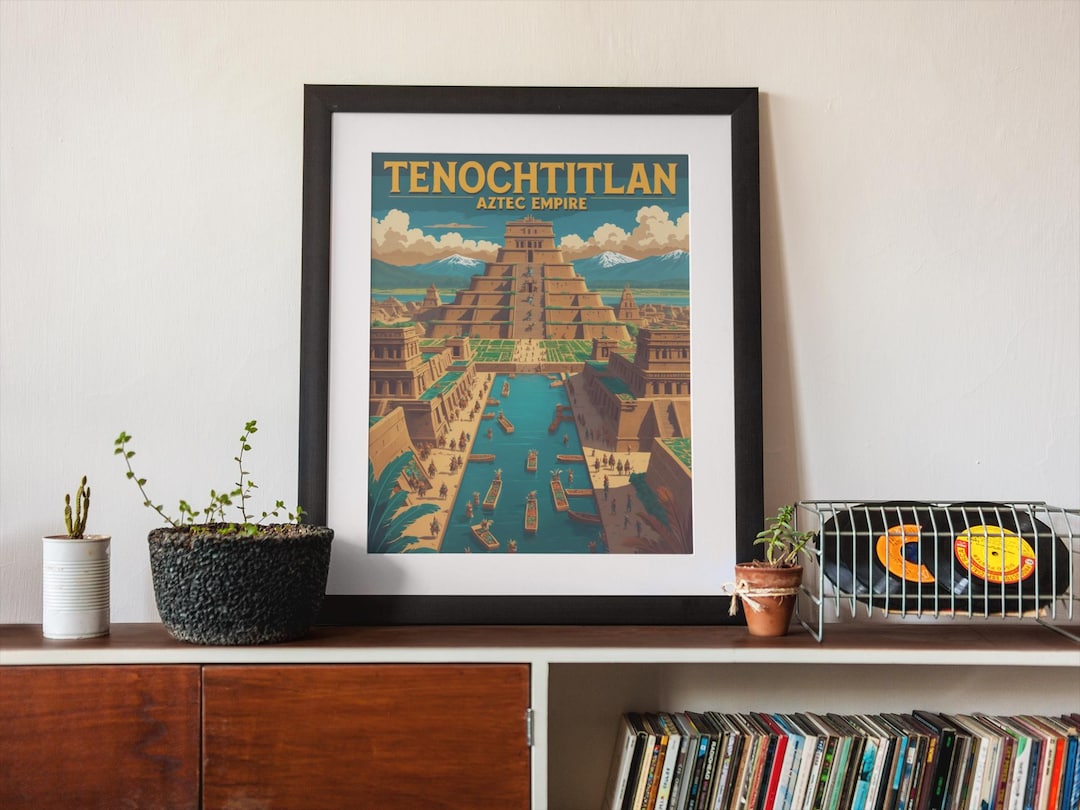 Tenochtitlan Travel Poster | Matte Vertical Poster | Aztec City Art ...
