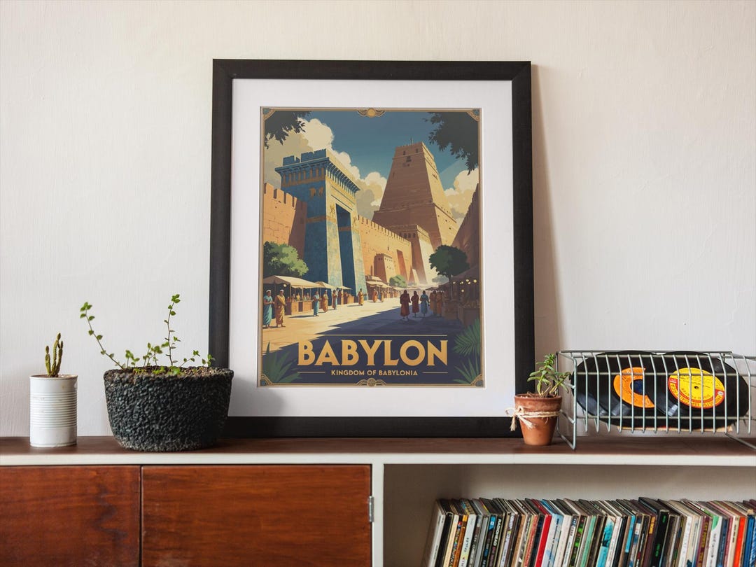 Vintage Babylon Matte Poster, Ishtar Gate, Hanging Gardens, Mesopotamia ...