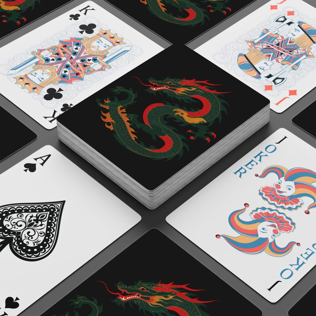 Playing Cards With Oriental Dragon Design, Poker Deck for Card Game ...