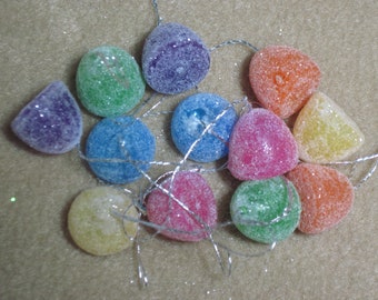 3 Inch Large Ornament Pastel Glitter Gumdrop Candy Faux Frosting Glass ...