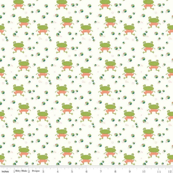 Frogs Cream From Ready Set Splash by Sandy Gervais for Riley | Etsy