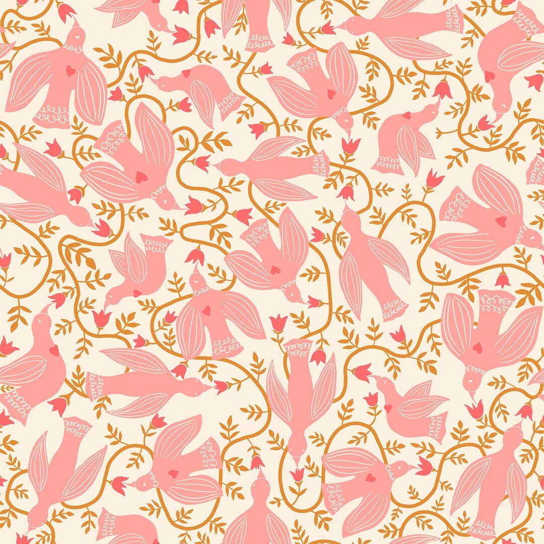Hummingbirds Natural From Endpaper Collection by Jen Hewett for Ruby ...