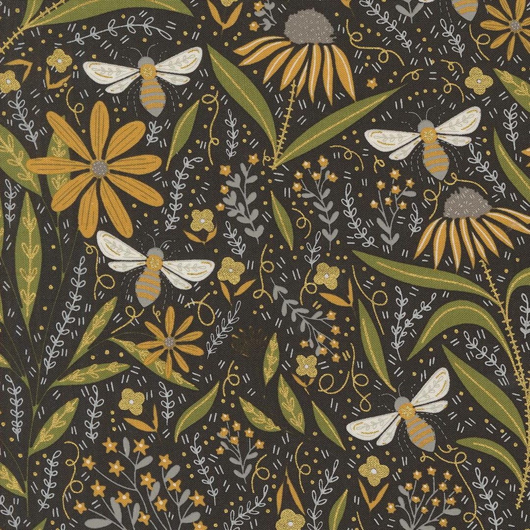 Bee Garden Metallic Black From Bee Garden Collection by Gingiber for ...