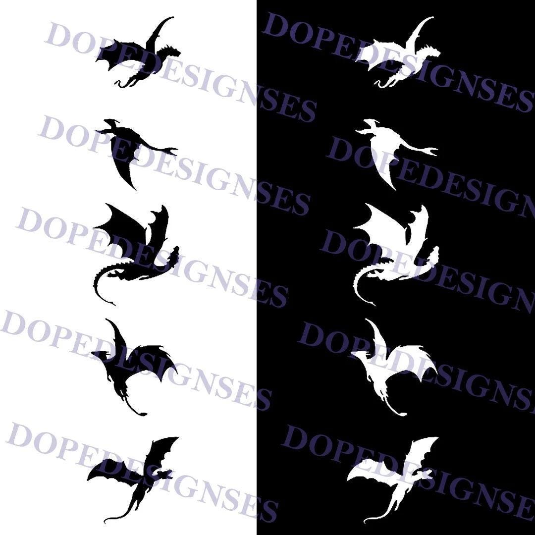 Fourth Wing Dragon Stencil Spines SVG/PNG File, Dragon Logo Printable ...