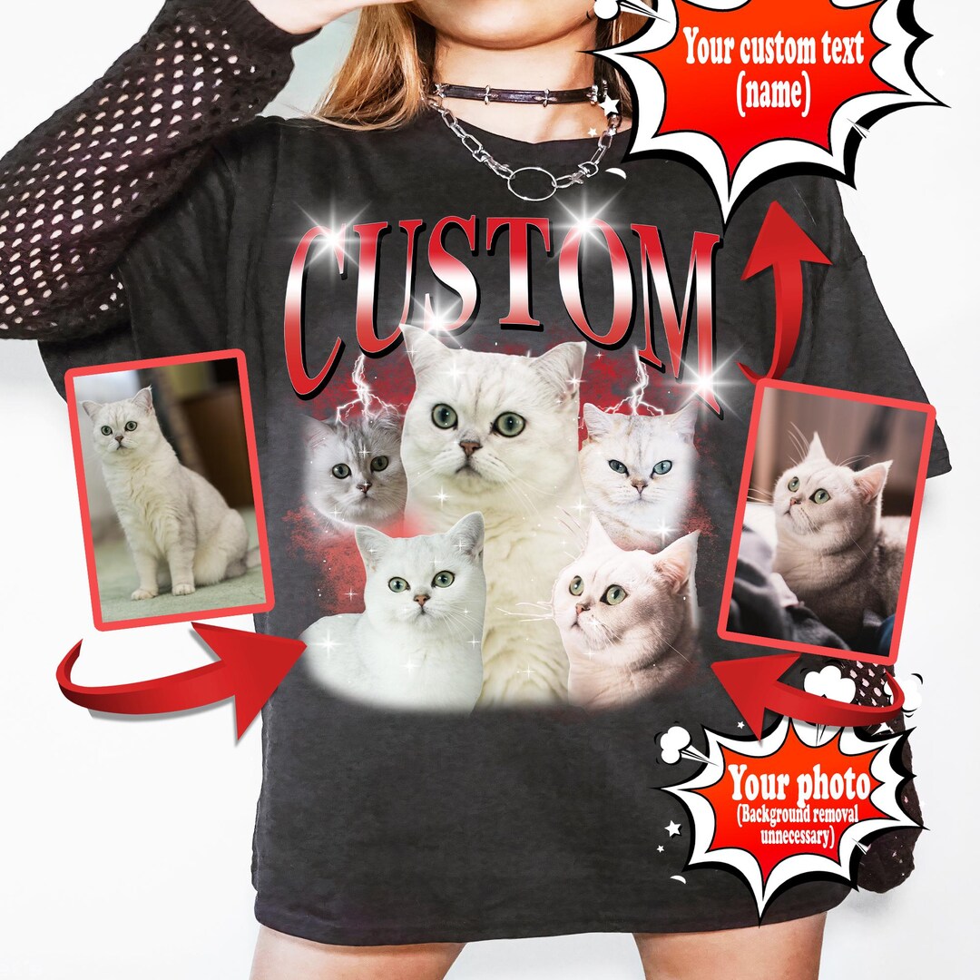 Custom Cat Shirt, Photo Print Shirt, Cat Lover Tee, Custom Photo Gift ...