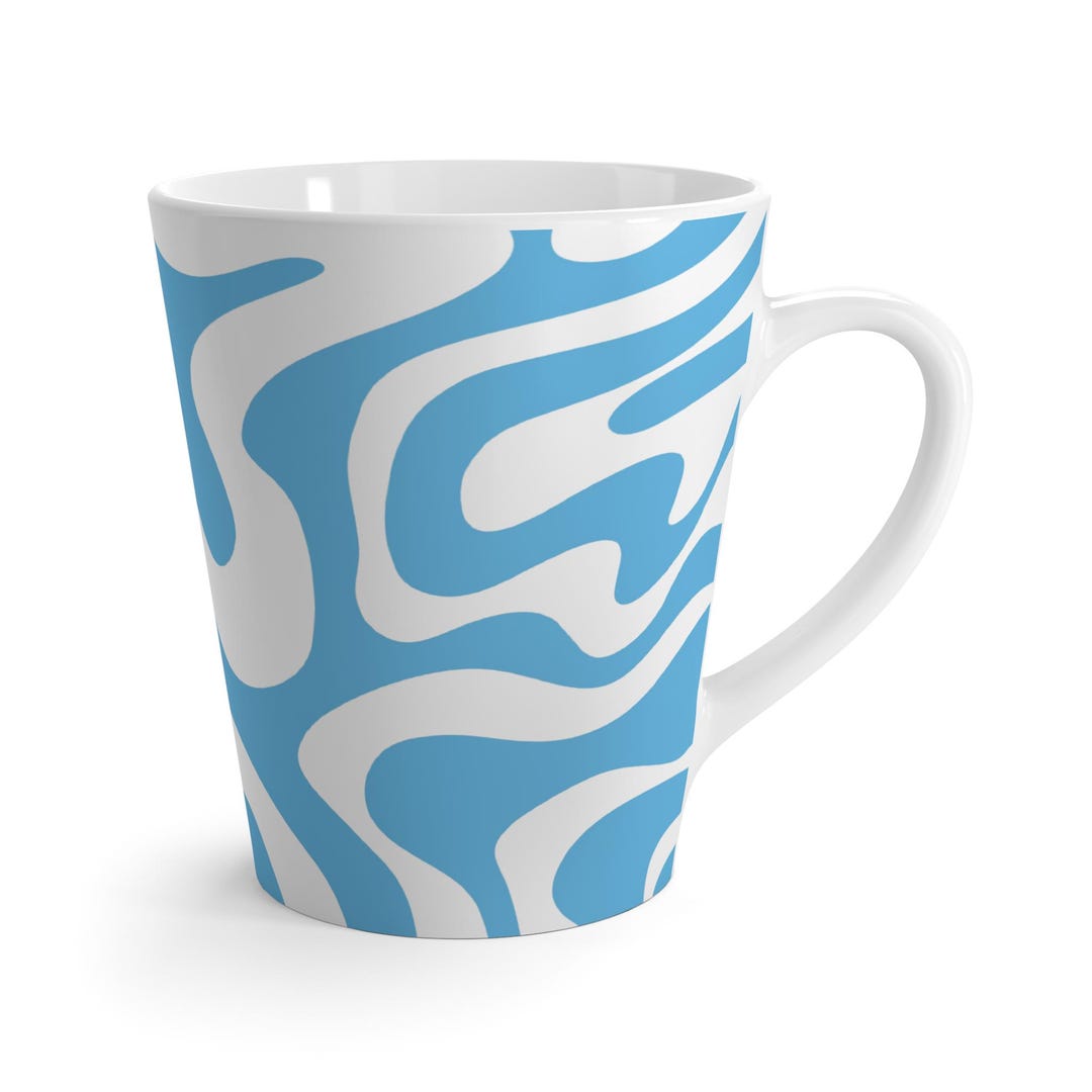 Abstract Wave Latte Mug - Coffee Lover Gift, Beach Theme Cup, Home ...