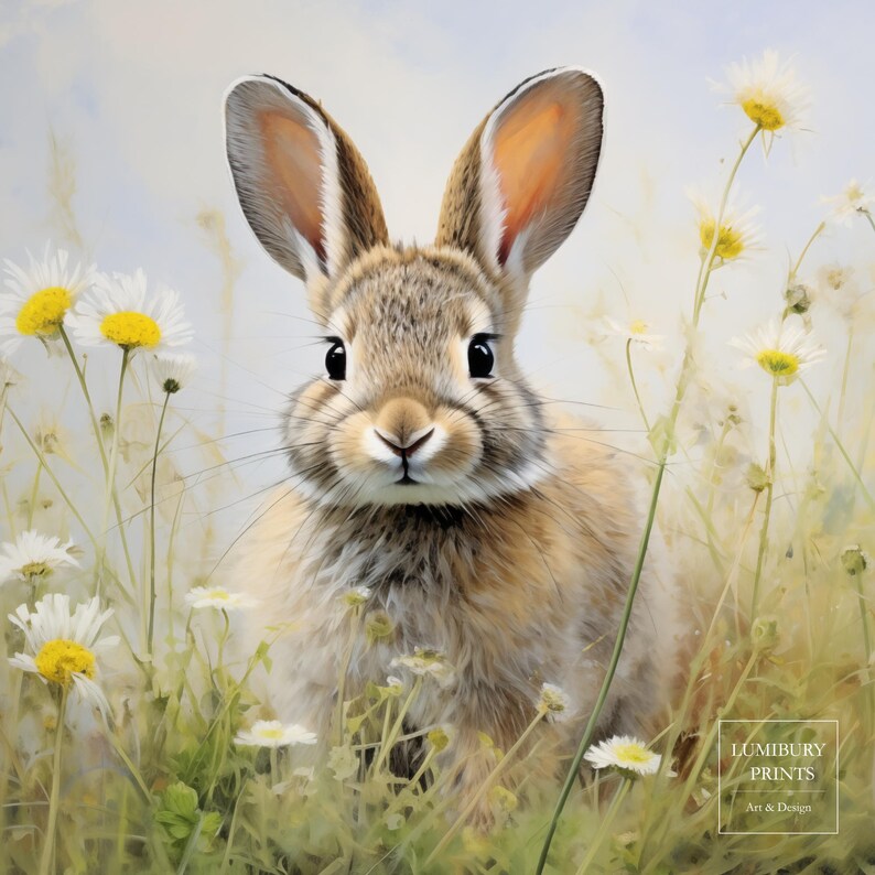 Vintage Pastel Bunny Oil Painting - Shabby Chic Easter Print ...