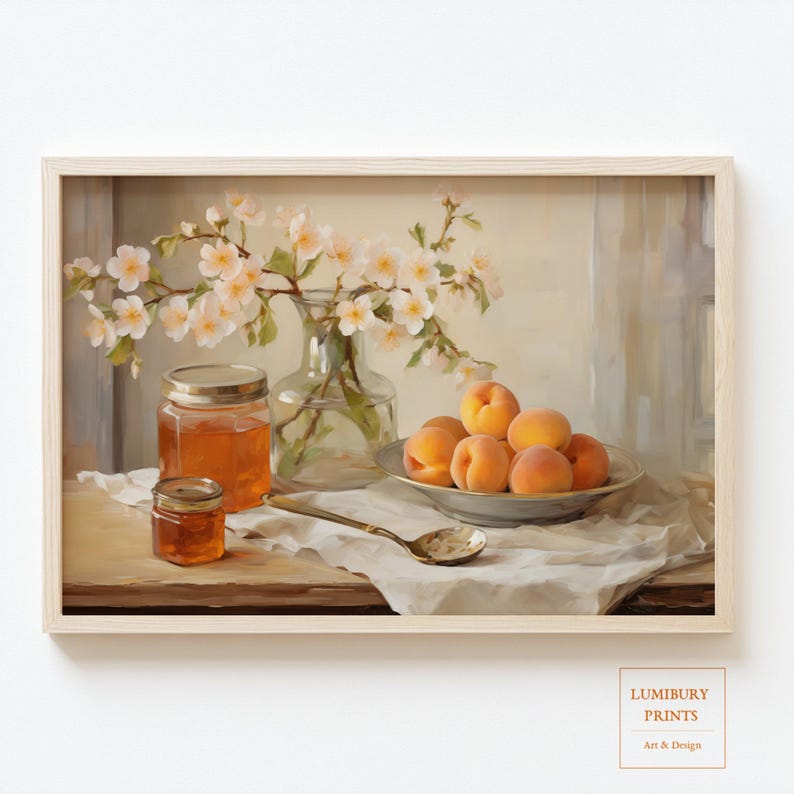 Vintage Apricot Wall Art, Fruit Still Life, Botanical Poster, Printable ...