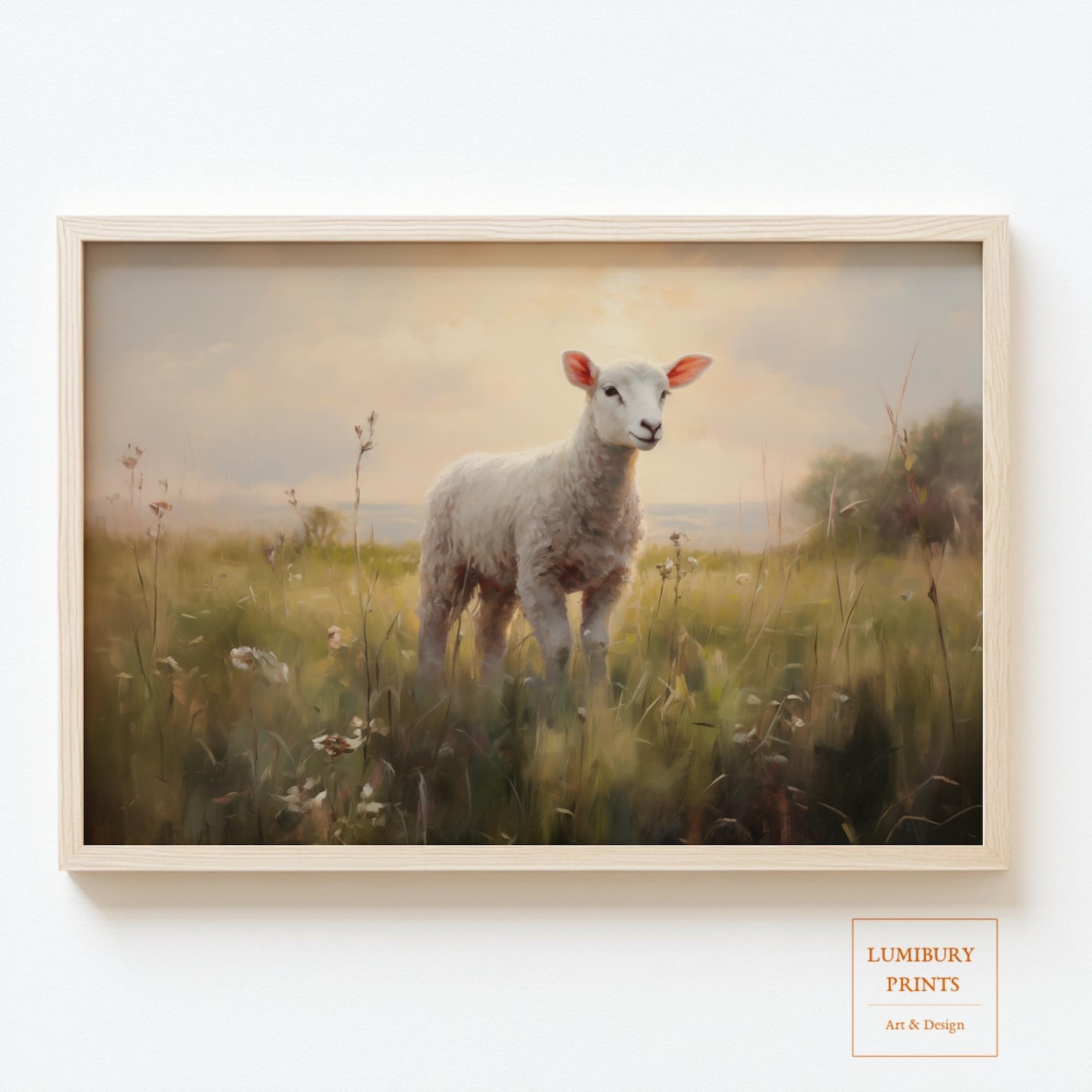 Vintage Ethereal Lamb Oil Painting - Easter Pastel Farmhouse Print ...