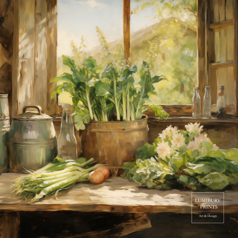 Vegetable Wall Art, Rustic Kitchen Decor, Farmhouse Still Life, Vintage ...