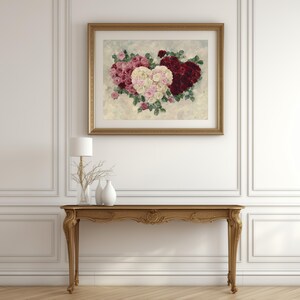 Heart Rose Art Print, Valentines Day Decor, Rose Flower Art, Romantic ...