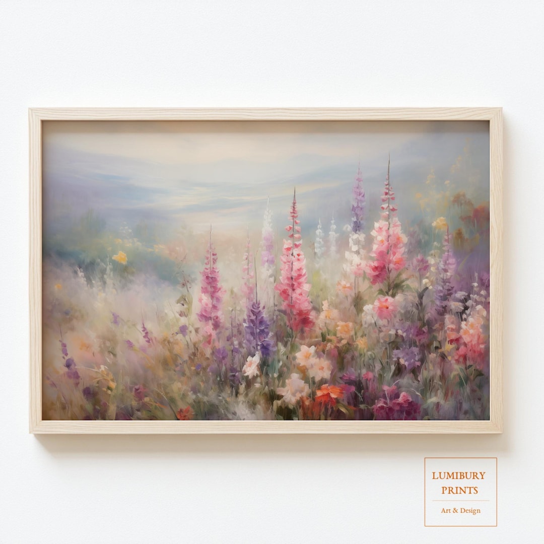 Vintage Meadow Print, Flower Field Wall Art, Spring Wildflower Poster ...