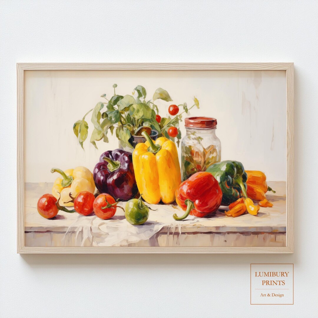 Bell Pepper Poster, Vegetable Wall Art, Tomato Print, Kitchen Vegetable ...
