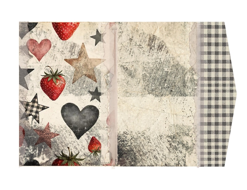 Strawberry & Stars Printable Folio Kit: Rustic Gingham Farmhouse ...