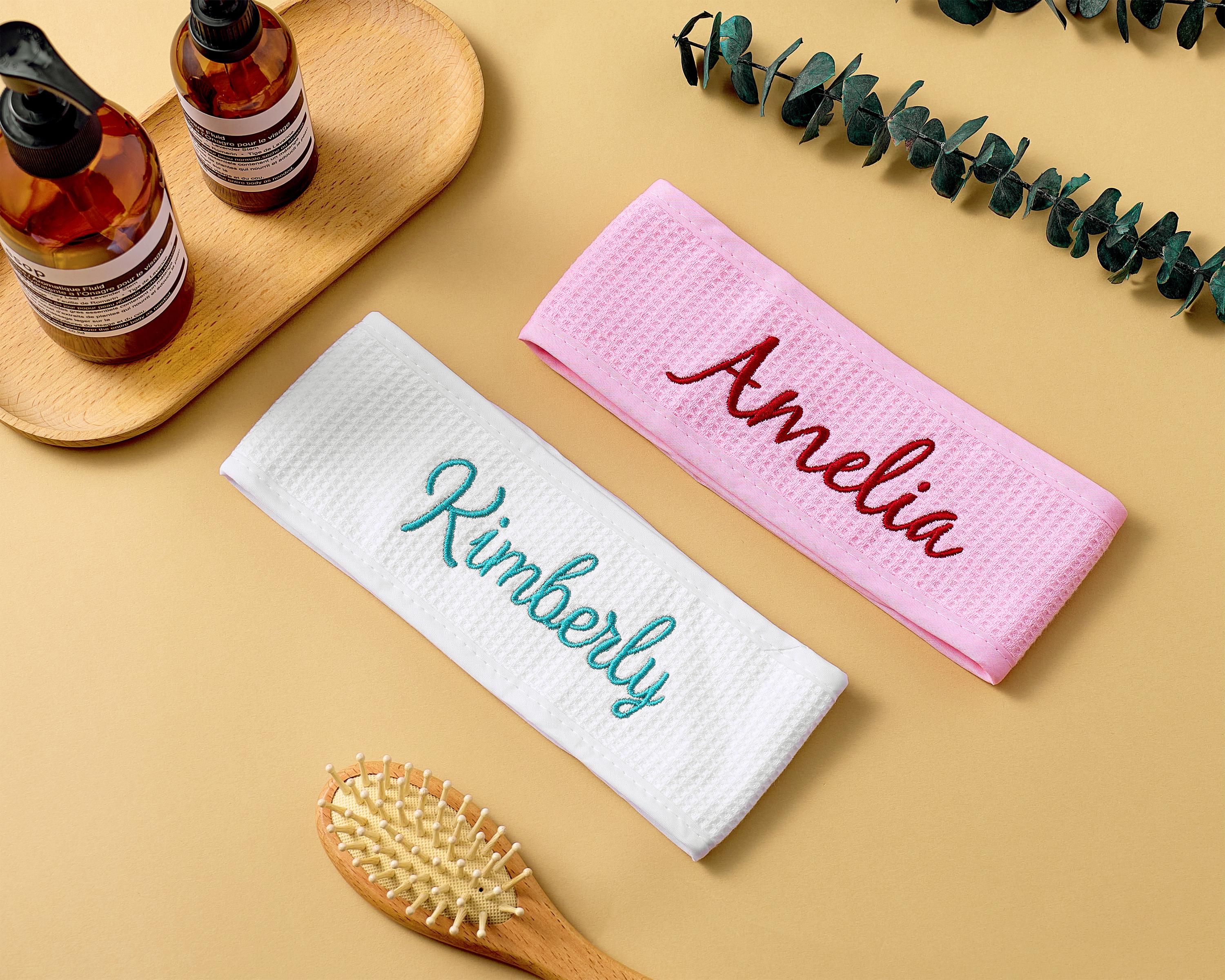Personalized Spa Headband With Name, Personalized Embroidered Spa Wrap ...