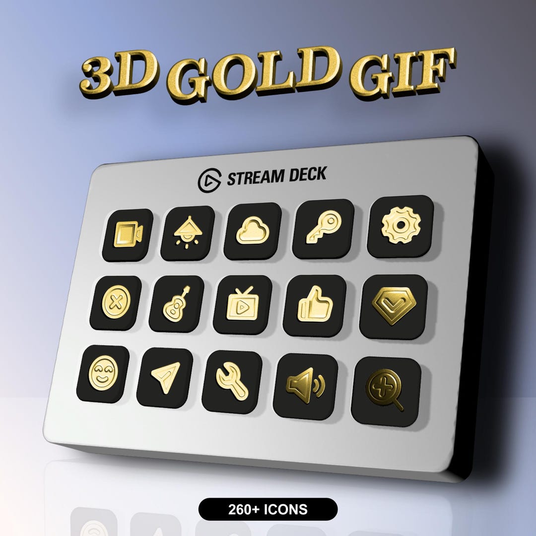 Animated Icons | 3D Gold GIF | Stream Deck Icons | Streaming Assets ...