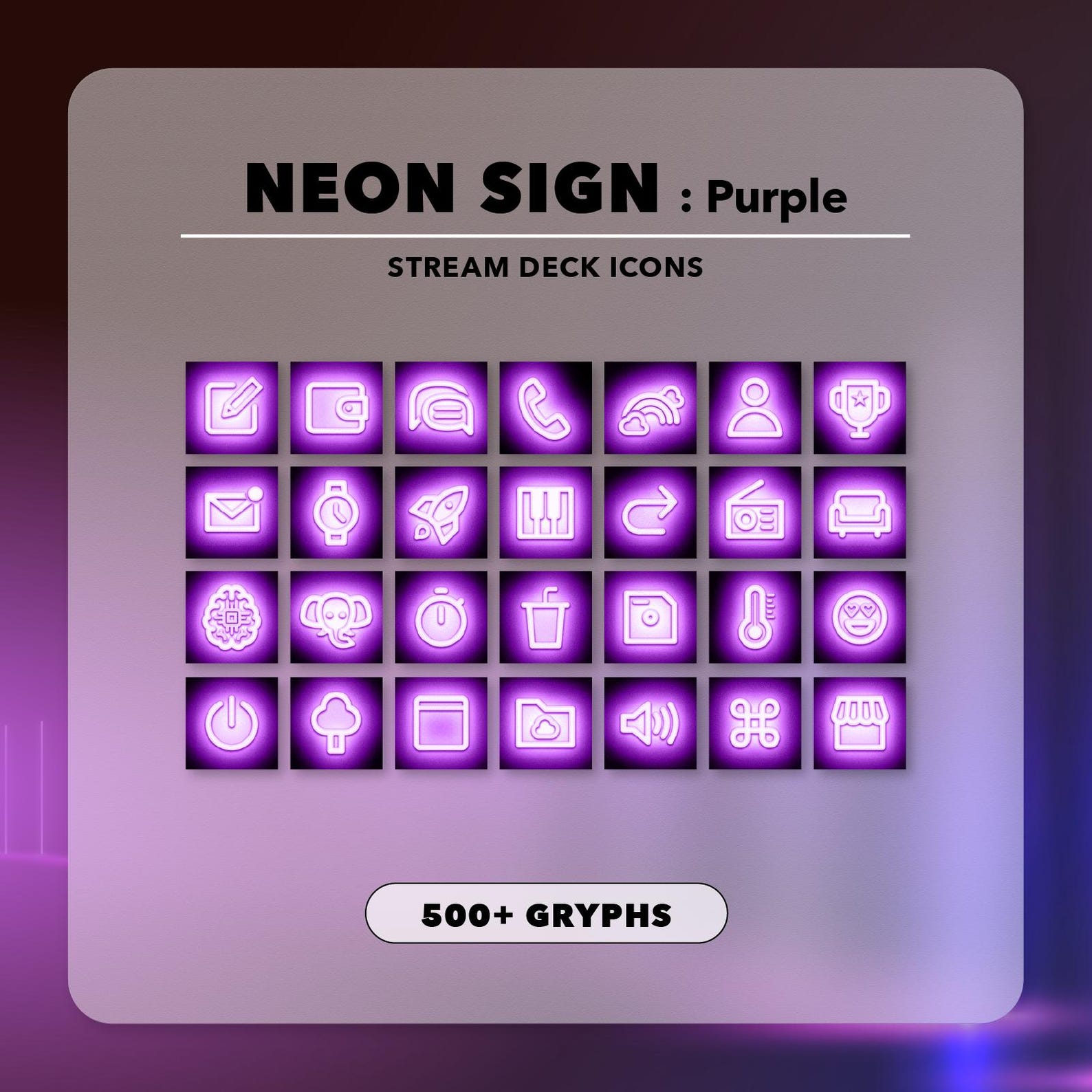 Stream Deck Icons | Neon Sign Gif - Purple | Animated Icons | Streaming ...