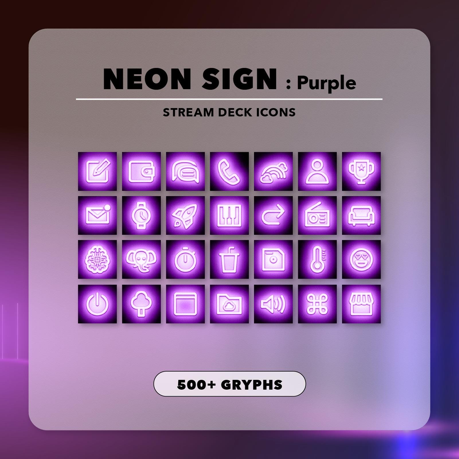 Stream Deck Icons | Neon Sign Gif - Purple | Animated Icons | Streaming ...