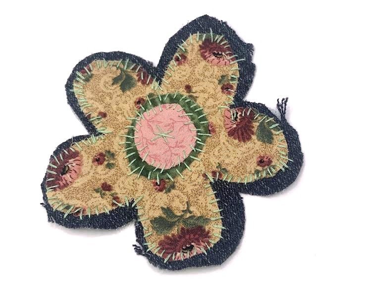 Hand Stitched BOHO FLOWER Denim PATCH Boho Hippie Flower Patches ...