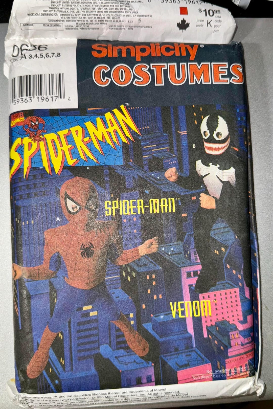Simplicity 7241 0686 Sewing Pattern Spider-man Venom Super Hero Child’s ...